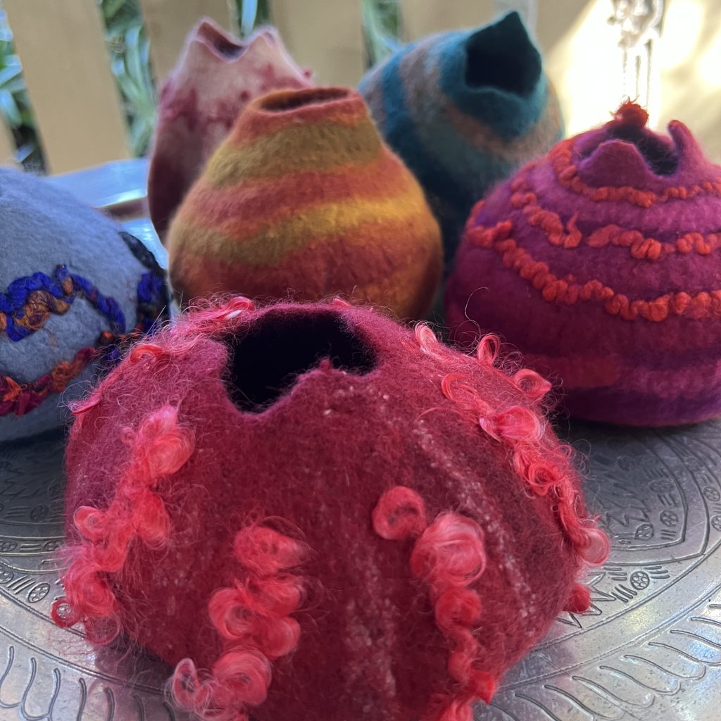 Felting Pods - working with "resist" - The Fabric and Felt Studio